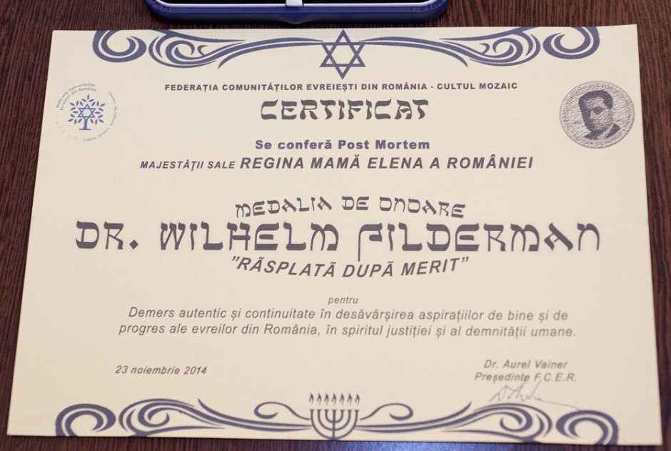 Principesa Mostenitoare, Simpozionul Wilhelm Filderman, 23 noiembrie ...